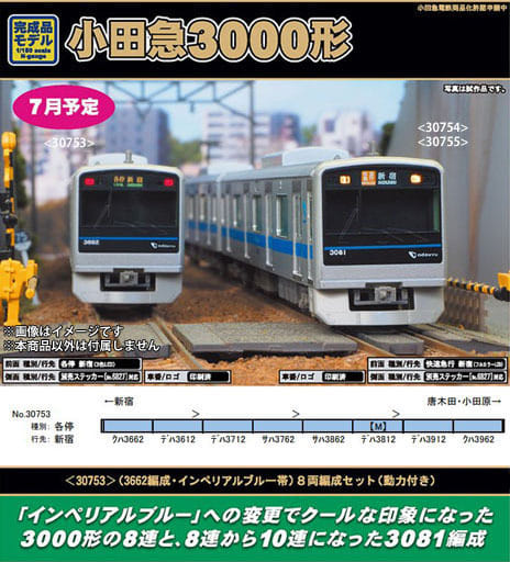 1/150 Odakyu 3000 Type 3662 Train / Imperial Blue Band 8-car Train Set ...