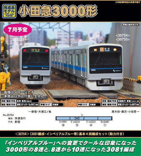 Railway model 1/150 Odakyu 3000 Type 3081 Train ・ Imperial Blue Belt ...