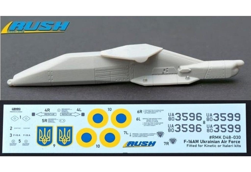 駿河屋 - 1/48 F-16A用ECIPS+ パイロン w/ウクライナ空軍デカール ディティールアップパーツ [RSUST48001]（プラモデル）