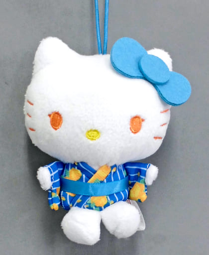 Hello Kitty (Blue Ribbon) Striped Flower Modern Kimono Mascot "Hello ...