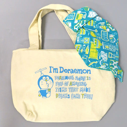 B Doraemon (green) Lunch tote bag with bandana "I'm Doraemon" | Goods ...