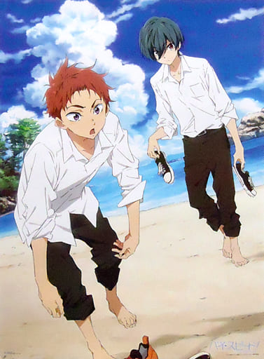 A2 Original Poster : Asahi Shiina & Ikuya 桐嶋 "Taito KUJI Honpo Eiga High Speed! -Free! Starting ...