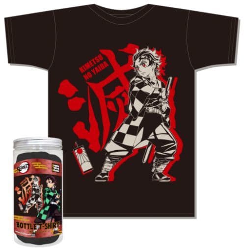 A Pattern (Tanjiro Kamado) Bottle T-Shirt - Black Unisex S size "Demon ...