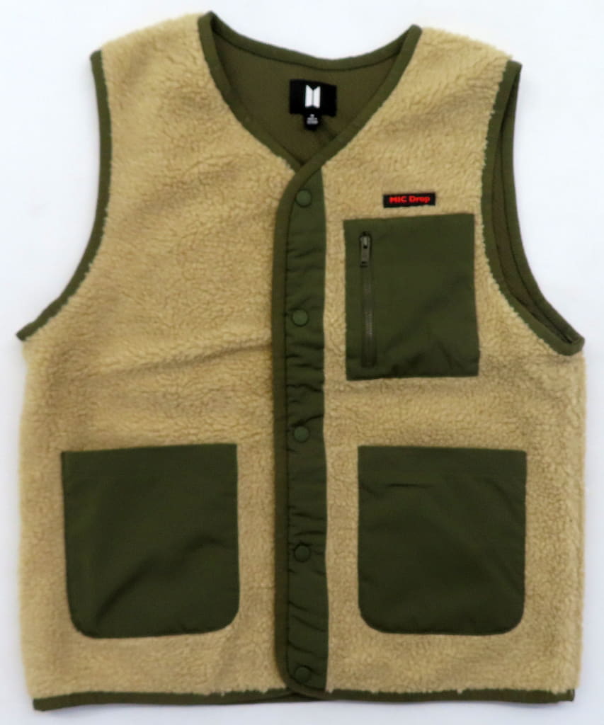駿河屋 - BTS(防弾少年団) MIC Drop MIC FLEECE VEST(ベスト) 01 ベージュ Mサイズ 「BTS POP-UP ...