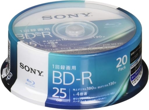 駿河屋 - ソニー 録画用BD-R 1回録画用 25GB 20枚パック [20BNR1VJPP4]（BD-R）