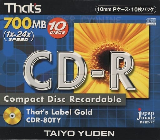 Taiyo Yuden Thats Data CD-R 700 mb 24 x speed 10-pack [CD-R80TY10PN ...