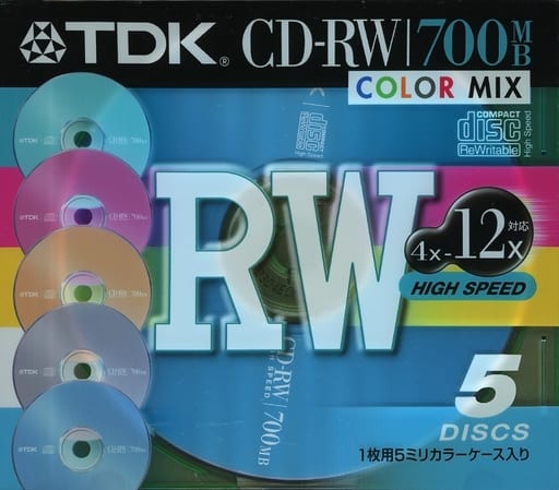 TDK CD-RW 5-pack 700 mb Color Mix [CD-RW80HSX5CCS] | Electric appliances | Suruga-ya.com