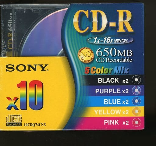 Sony Data CD-R 650 mb 650 mb 16 x 5 color MIX 10-pack [10CDQ74CNX ...
