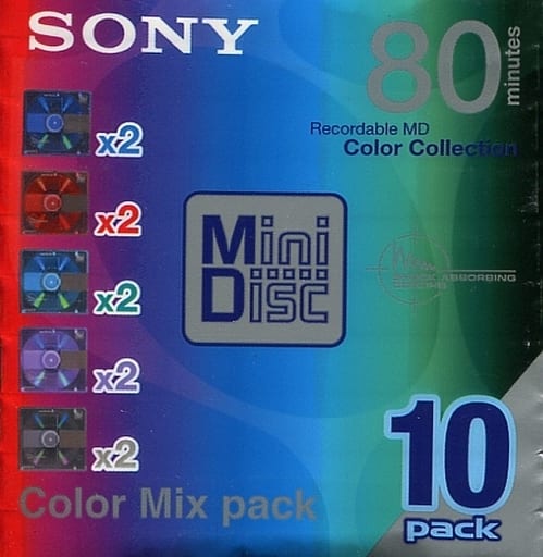 Sony Recording Minidisc Color Mix Pack 80 10-Disc Pack [10MDW80CRX ...