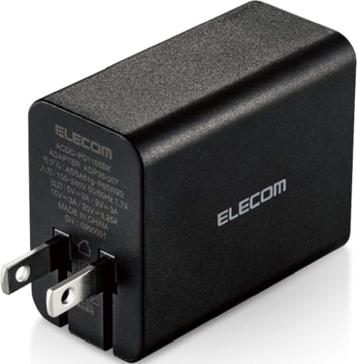Elecom GaN USB PD-Capable USB AC Charger 65W (Black) [ACDC-PD1165BK ...
