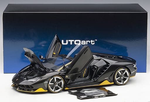 1/18 Lambo Lugini Chen Tenario Roadster (carbon black x yellow accent ...