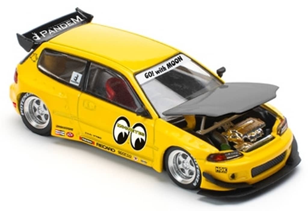 駿河屋 - 1/64 Pandem Civic EG6 v1.5 - MOONEYES(イエロー) [PRE0010]（モデルカー）