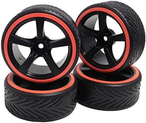 Radio control 5 Spoke Wheel (Ring Fluorescent Orange) & Drift Radial ...