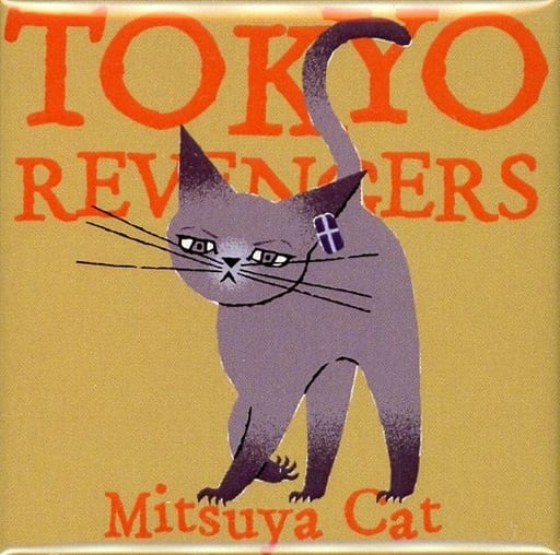 Badge Pins Mitsuya Cat (Takashi Mitsuya)' Tokyo Revengers Square metal ...