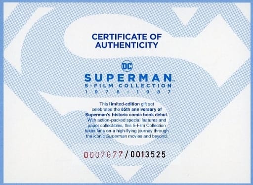Character card [Single Item] Serial Number Card "Blu-ray Superman 5 ...