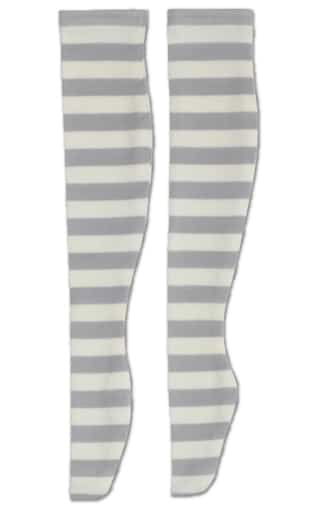 50 cm Dark Striped Knee-Socks (White x Gray) | Toy Hobby | Suruga-ya.com