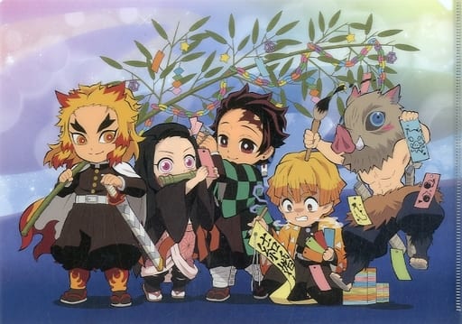 Clear file Group drawing SD illustration A4 clear file "Demon Slayer ...