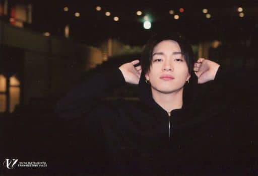 Yuya Matsushita / Horizontal, Upper body, Costume Black, Both Hands Bent, Background Black, Post ...