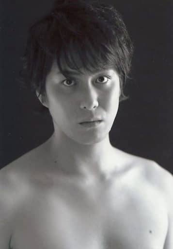 PureBoys / Yuichi Sato / Bust up / Naked / Facing right / Black background / Monochrome ...