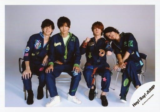 Hey! Say! JUMP / Assembly (4 persons) / Horizontal, Whole body, Sitting, Costume blue, Binding ...