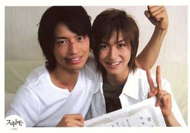 Official photo (male) / actor Takumi Saitoh, Hiroki Aiba / Yokogata, Bust-Up, Costume White ...