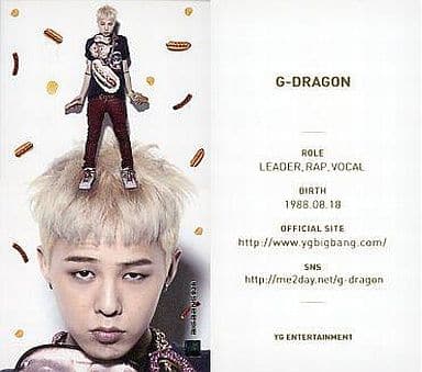 Collection Card (Male) / Big Bang COLLECTION CARD BIGBANG036 : G-Dragon ...