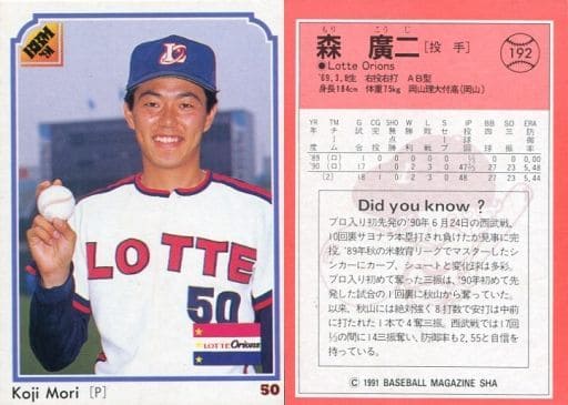 192 : Koji Mori' Lotte Orions' | Toy Hobby | Suruga-ya.com