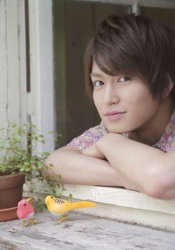 Official photo (male) / actor Ryo Matsuda (Giovanni) / Bust Up / Costume Pink / Armband / Window ...