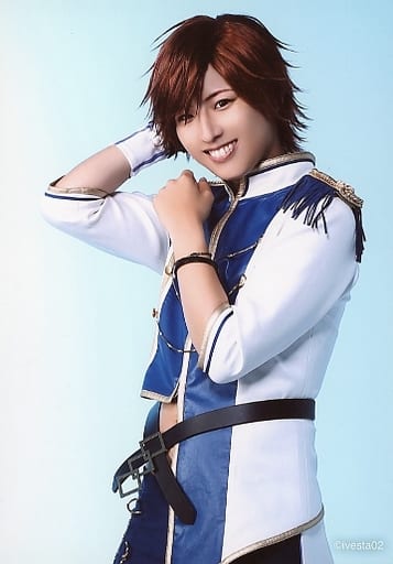 Tatsunari HOTTA (Sora OHARA) / Above-the-knee stage costume, background light blue, Character Ta ...