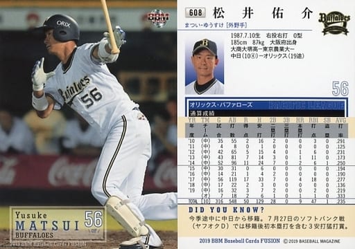 BBM 608 [Regular Card] : Yusuke Matsui | Toy Hobby | Suruga-ya.com