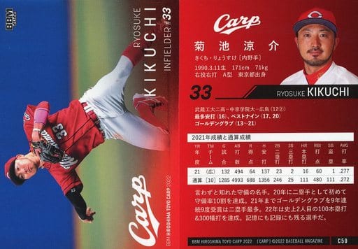 BBM / Regular Card / BBM Hiroshima Toyo Carp Baseball Card 2022 C50 Regular Card : Ryosuke ...