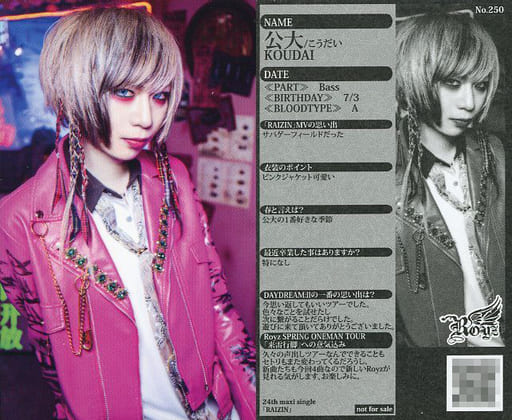 Collection card (male) / Special trading card with CD "RAIZIN" No. 250 ...