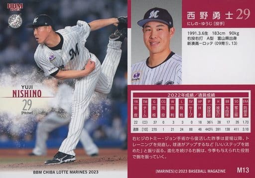 BBM / Regular Card / BBM Chiba Lotte Marines Baseball Card 2023 M13 [Regular Card] : Yushi ...
