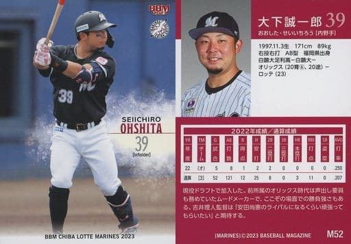 BBM / Regular Card / BBM Chiba Lotte Marines Baseball Card 2023 M52 [Regular Card] : Seiichiro ...