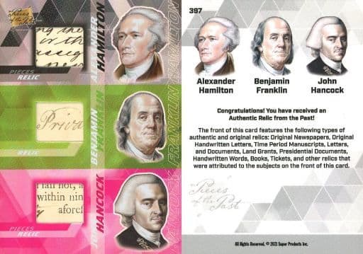 397[PIECES RELIC]:Alexandar Hamiton&Benjamin Franklin&John Hancock ...