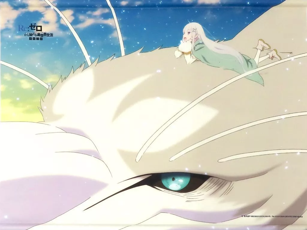 駿河屋 - エミリア＆パック アニメ描き下ろしイラスト使用B2Wスエードタペストリー 「Blu-ray Re：ゼロから始める異世界生活 氷結の絆 限定版」 HMV・Loppi購入特典（タペストリー）