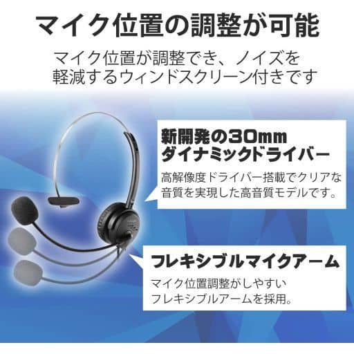 Elecom Wired Single-Ear Overhead Type Headset [HS-HP29TBK] | PC ...