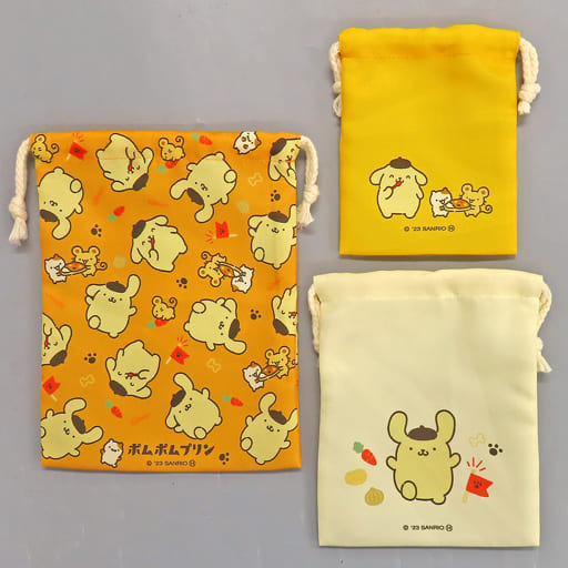 Pomu Pomu Pudding Tabemono 3P drawstring bag "Sanrio Character Cter ...
