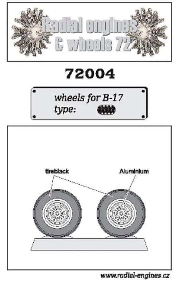 1 / 72B-17 Diamond Tread Wheel Set Detail Up Parts [REW72004] | Toy ...