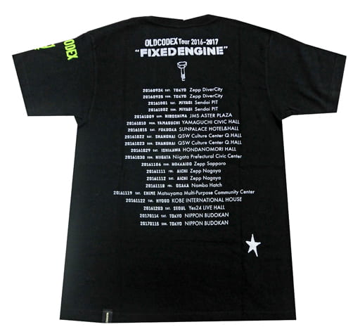 T-Shirt (Male idol) OLDCODEX T-Shirt Black M Size "OLDCODEX Tour 2016-2017" FIXED ENGINE ...
