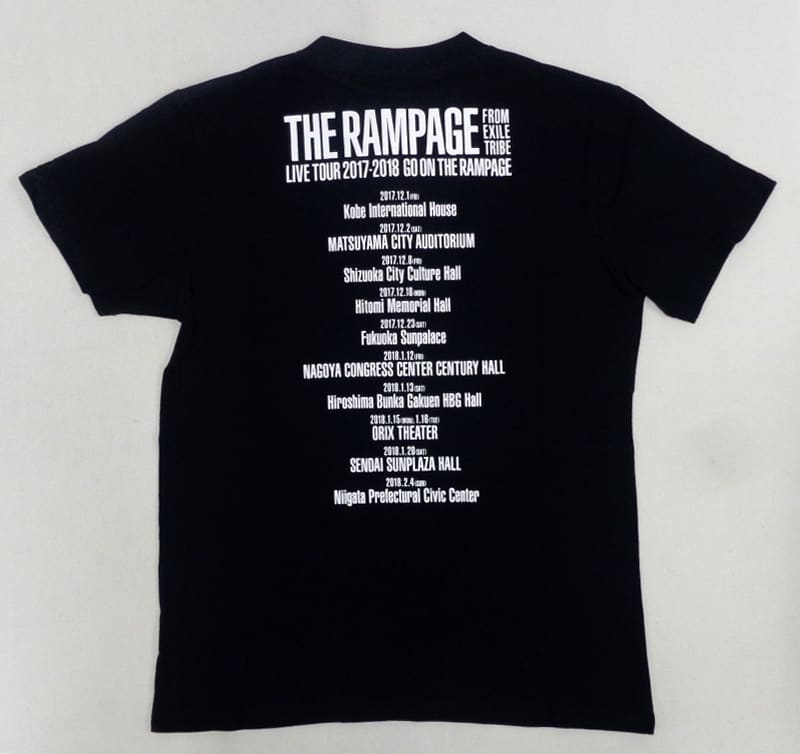 The Rampage Tour T-shirt black M size "THE RAMPAGE LIVE TOUR 2017-2018 ...