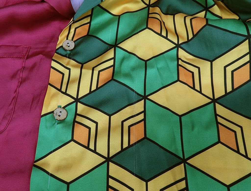 [Damaged] Giyu Tomioka Haori Pattern Aloha Green x Yellow x Bordeaux M ...