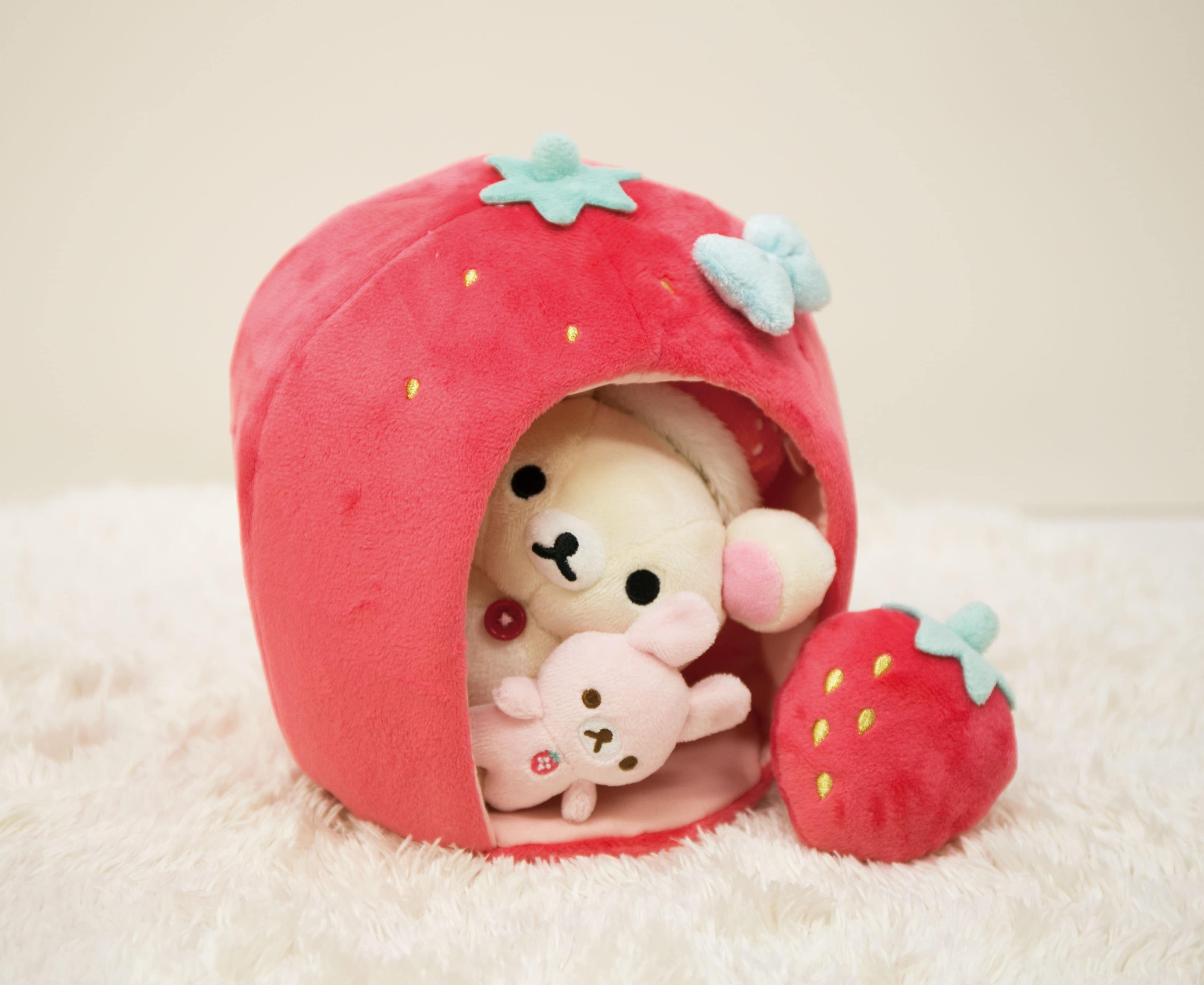 Korirakkuma Strawberry Lifestyle Set Plush toy 「 Rilakkuma 」 | Toy ...