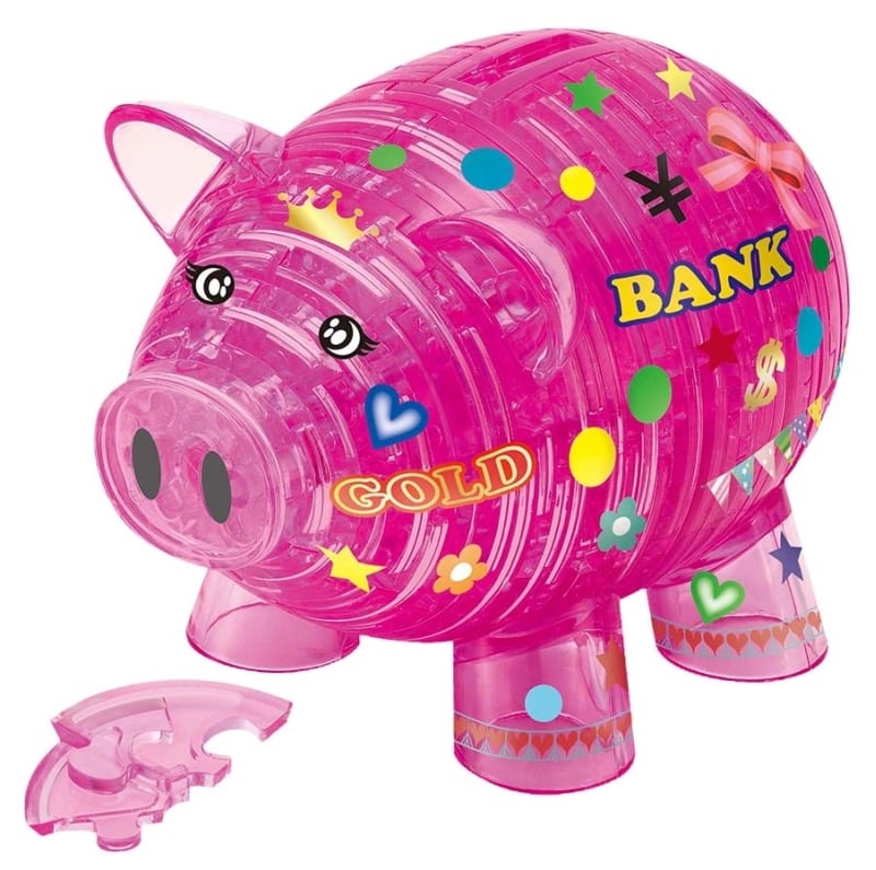 Crystal Puzzle : Piggy Bank Pink 3D Jigsaw Puzzle 93 Pieces [50225 ...